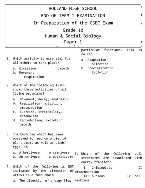 Doc Grade 10 Human Bio Dokumentips