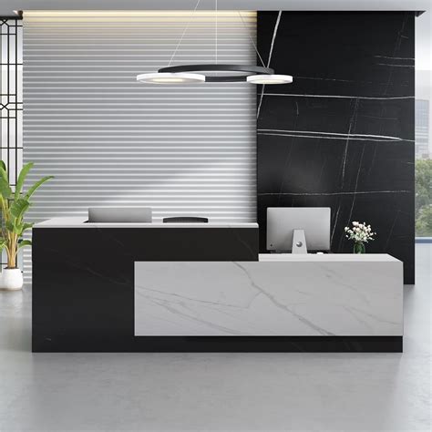 Modern Wooden Reception Desk With Counter And Lockable Drawers L
