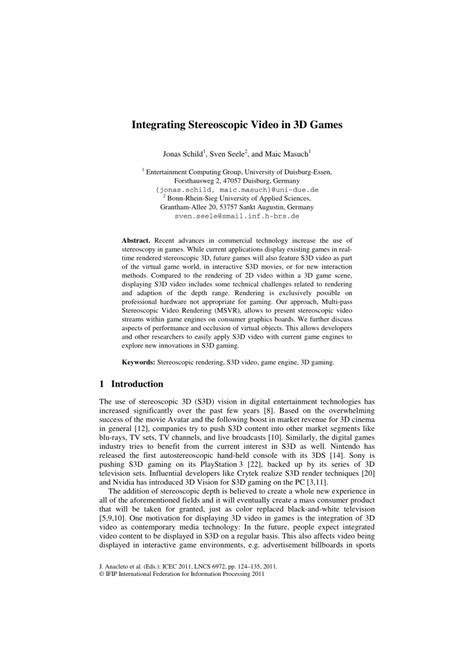Pdf Integrating Stereoscopic Video In 3d Games