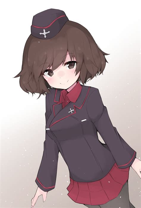 Safebooru 1girl Akiyama Yukari Alternate Costume Black Legwear Brown