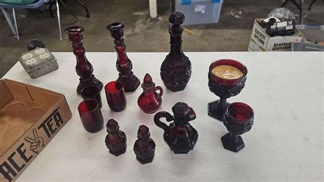 12 Ct Ruby Red Glassware Isabell Auction