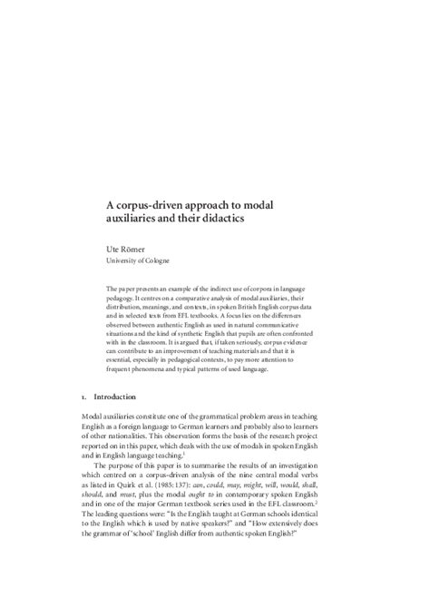 Pdf Textbooksa Corpus Driven Approach To Modal Auxiliaries And Their Didactics