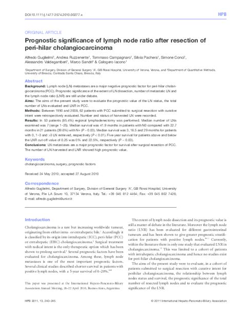 Pdf Prognostic Significance Of Lymph Node Ratio After Resection Of Peri Hilar Cholangiocarcinoma