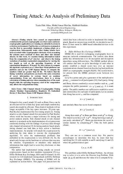 Pdf Timing Attack An Analysis Of Preliminary Data