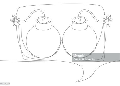 Une Ligne Continue De Bulle De Parole Avec Bomb Concept Vectoriel