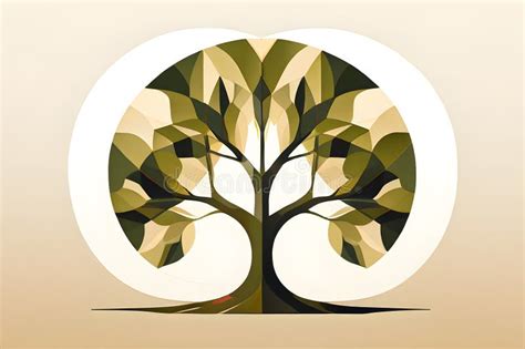 Abstract Geometric Tree With A Circular Canopy And A Rectangular Trunk