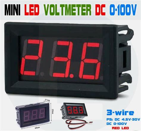 Voltímetro Digital 0 28vdc 10a Color Rojo Tres Líneas • Roostech