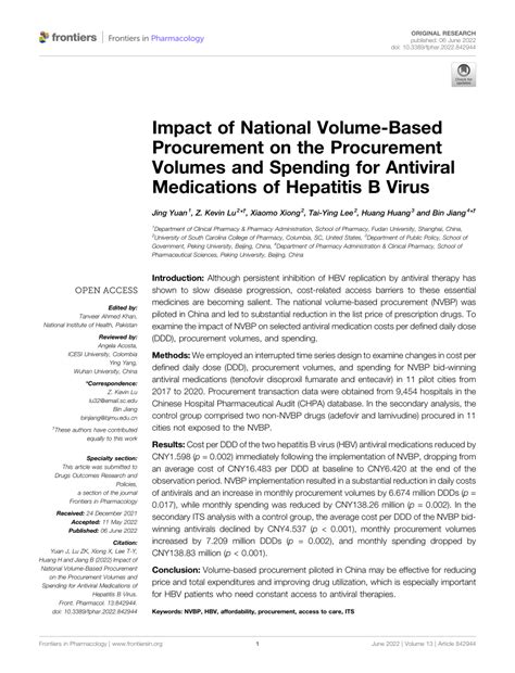 Pdf Impact Of National Volume Based Procurement On The Procurement Volumes And Spending For
