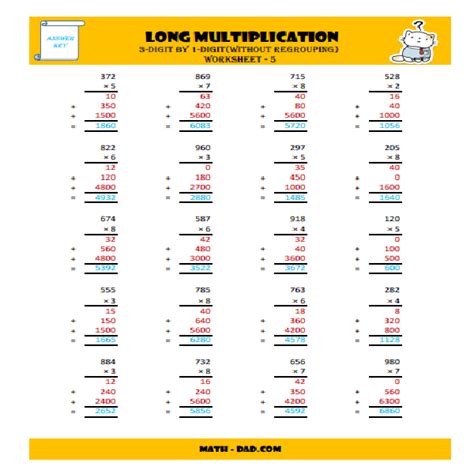 Long Multiplication Math Dad