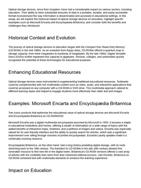Impact Of Optical Storage On Education Pdf Cd Rom Computer Data