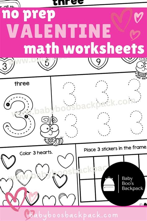 No Prep Valentines Day Math Love Bug Trace And Color Worksheets Numbers 0 20