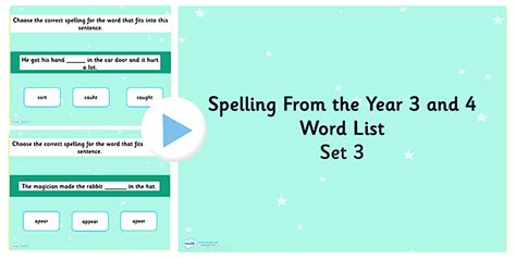 Spelling Test And Answers Y3 And Y4 Powerpoint Quiz Set 3