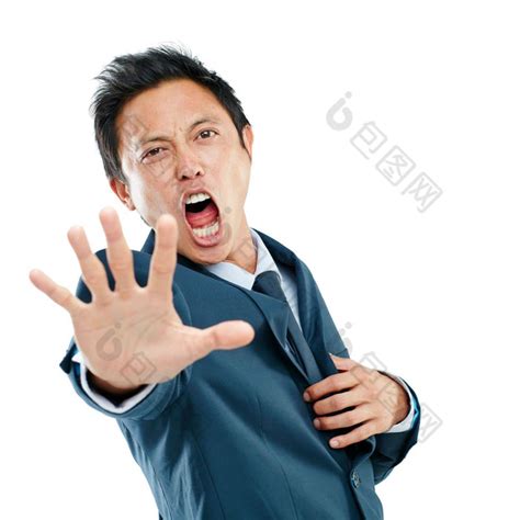 商人愤怒的停止手肖像大喊大叫沮丧不开心脸图片 包图网企业站