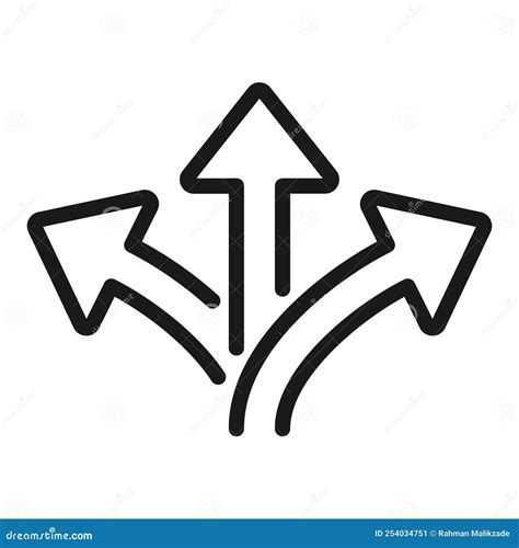 Arrow Way Line Icon Three Arrow And Road Direction Vector Illustration Stock Vector