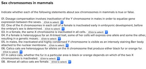 Solved Sex Chromosomes In Mammals Indicate Whether Each Of Chegg Com