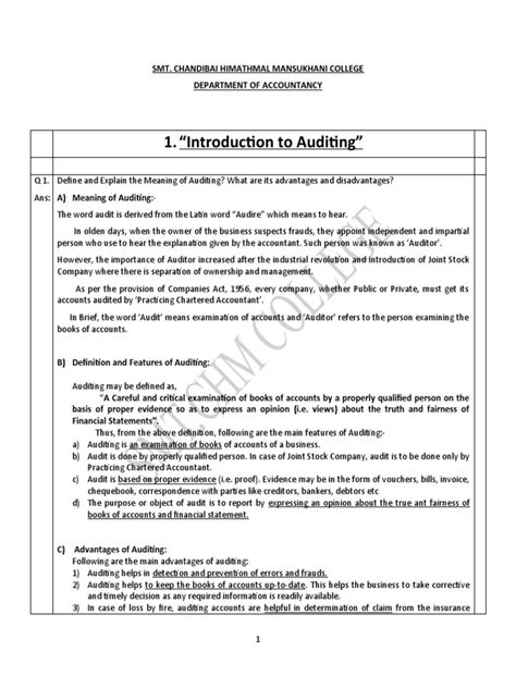 Auditing Notes Download Free Pdf Audit Accounting