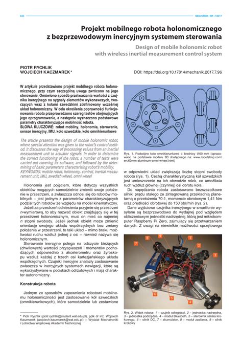 Pdf Design Of Mobile Holonomic Robot With Wireless Inertial Measurement Control System