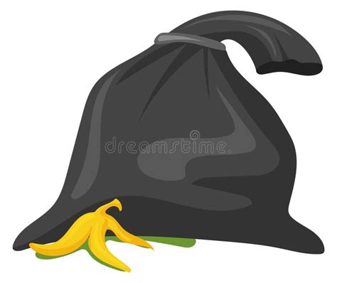 Icono De La Caricatura De La Bolsa De Basura Negra Basura Ilustración