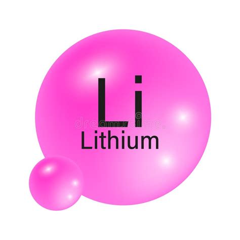 Lithium Element Symbol Pink Glossy Spheres Chemistry Concept Vector