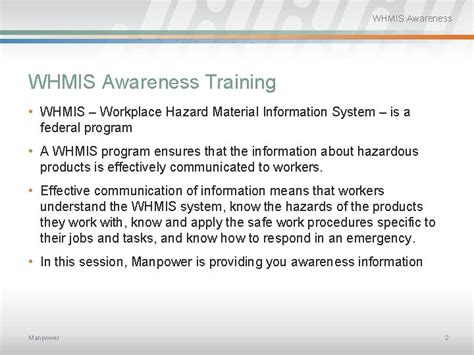 Whmis Awareness Training Whmis Awareness Training Whmis Workplace