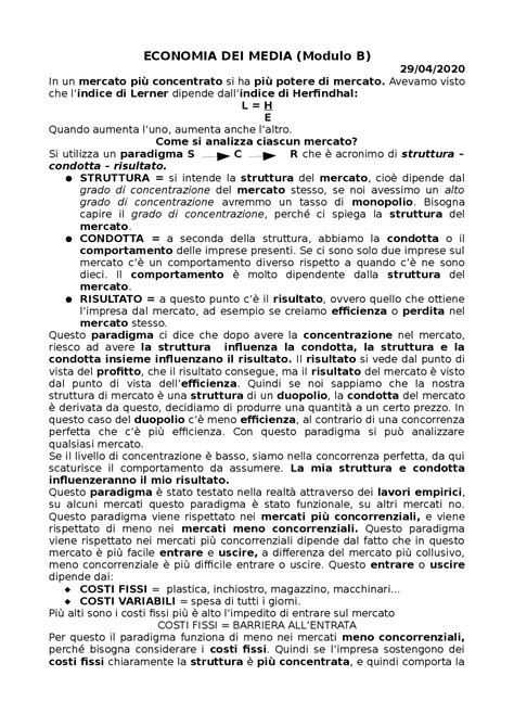 Principi Di Economia Sintesi Del Corso Di Economia Docsity