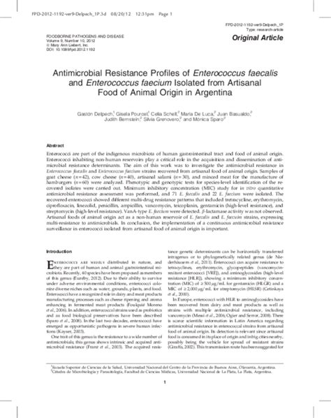 Pdf Antimicrobial Resistance Profiles Of Enterococcus Faecalis And Enterococcus Faecium