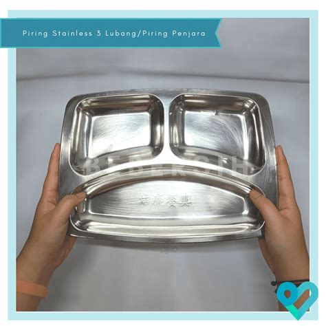 Jual Piring Penjara Piring Stainless Sekat 3 Piring Kantin Shopee Indonesia
