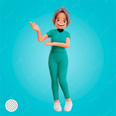 Premium Psd 3d Render Cute Nurse Showing Something