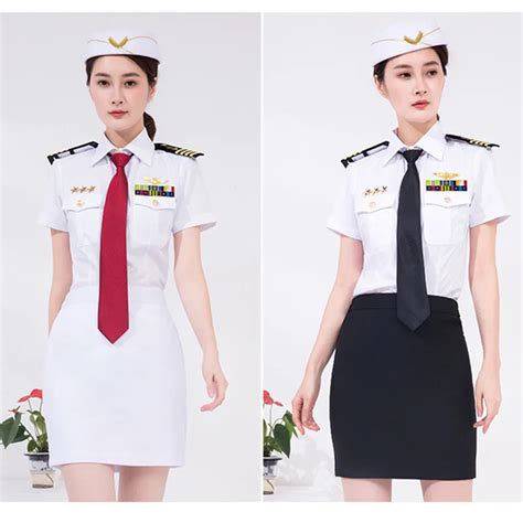 여름 해군 셔츠 반팔 캡틴 선원 여성 항공 유니폼 스튜어디스 전문 성능 정장 코스프레 쇼 Aliexpress