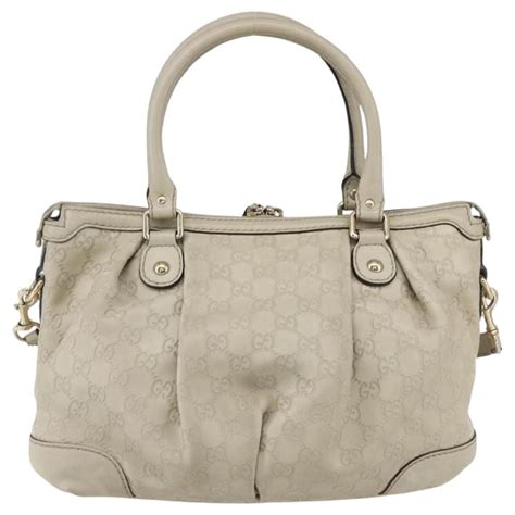 Gucci Sukey Top Handle Satchel Guccissima Leather Medium Cream Ref