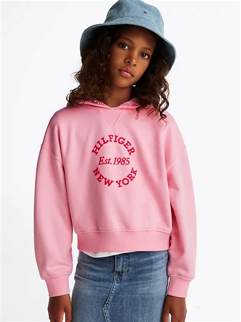 Relaxed Fit Hoodie Mit Logo Rosa Tommy Hilfiger