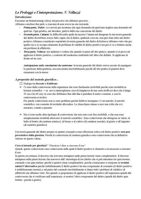 Le Preleggi E Linterpretazione” Velluzzi Appunti Docsity