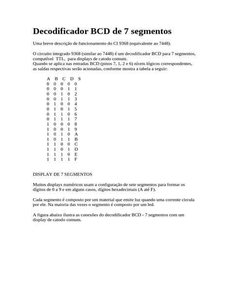 Decodificador Bcd De 7 Segmentos Pdf