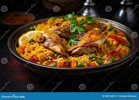 Arroz Con Pollo Popular Chicken And Rice Dish With Vegetables And