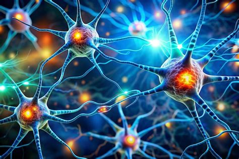 Neural Communication Synapse And Neuron Cells Transmitting Signals Premium Ai Generated Image