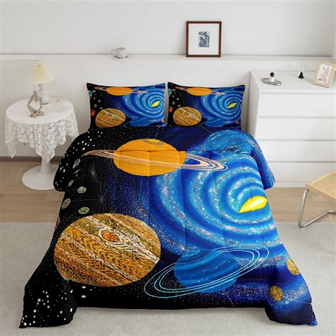 Outer Space Comforter Set Twin Universe Themed Bedding Purple Galaxy