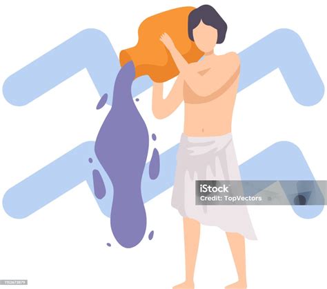 물병자리 조디악 기호 젊은 남자는 스타일에서 옷을 입고 고 대 그리스 벡터 일러스트 레이 션 고대의에 대한 스톡 벡터 아트 및 기타 이미지 Istock