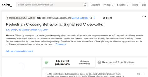 [citation Report] Pedestrian Crossing Behavior At Signalized Crosswalks