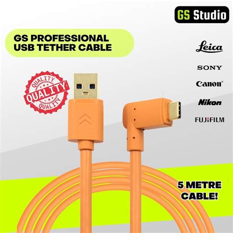 Gs Professional Usb Tether Cable To Connect Transfer Data To Pc And Laptop For Canonnikonfuji