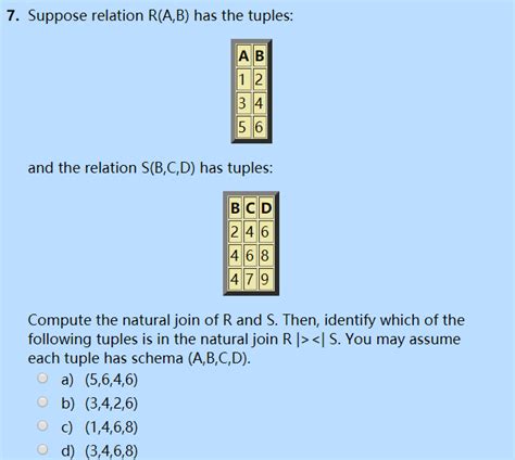 solved 7 suppose relation r a b has the tuples А В 1 2 3