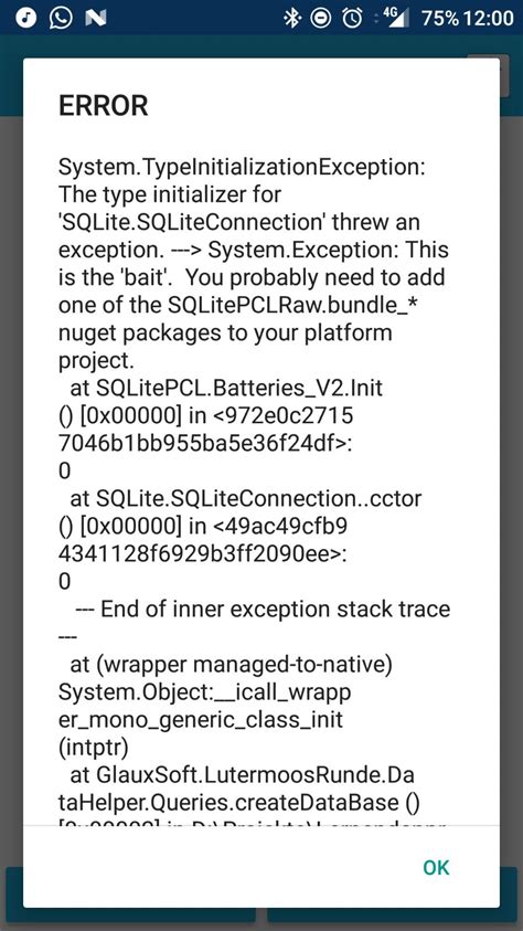 C Sqlite In Xamarin Throws Exception In Connection Stack Overflow