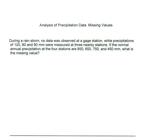Solved Analysis Of Precipitation Data Missing Values During