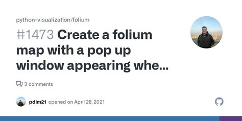 create a folium map with a pop up window appearing when clicking a