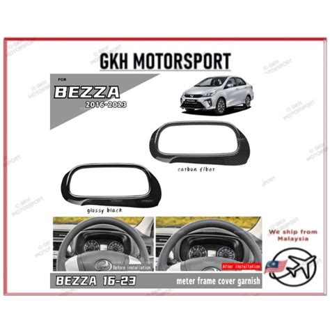 Perodua Bezza 2016 2018 2020 2022 2023 Carbon Fiber Glossy Blaack Car Meter Frame Cover Garnish