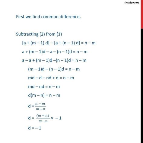 Question 1 In An Ap If Mth Term Is N The Nth Term Is M