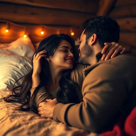 Romantic Intimacy Capturing Deep Affection In A Cozy Lodge Setting