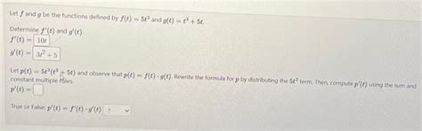Solved Let F And G Be The Functions Defined By F T 5t2 And Chegg Com