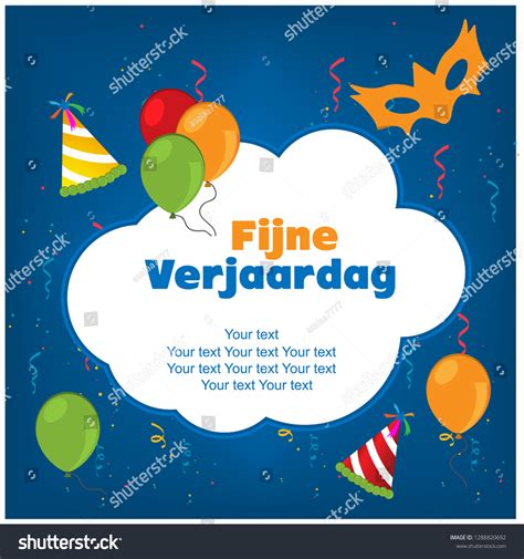 Happy Birthday Dutch Fijne Verjaardag Stock Vector Royalty Free