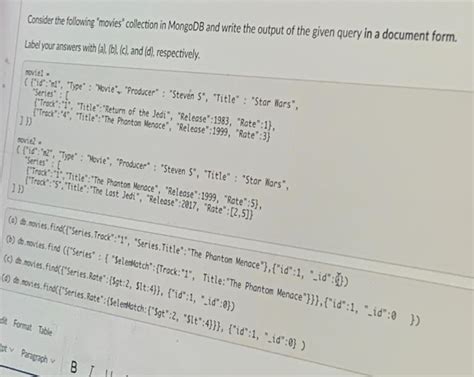 Solved Consider The Following Movies Collection In Mongodb