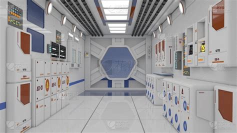 未来 走廊 室内 三维图形 空的 太空 水平画幅 建筑 抽象 金属素材 花瓣网